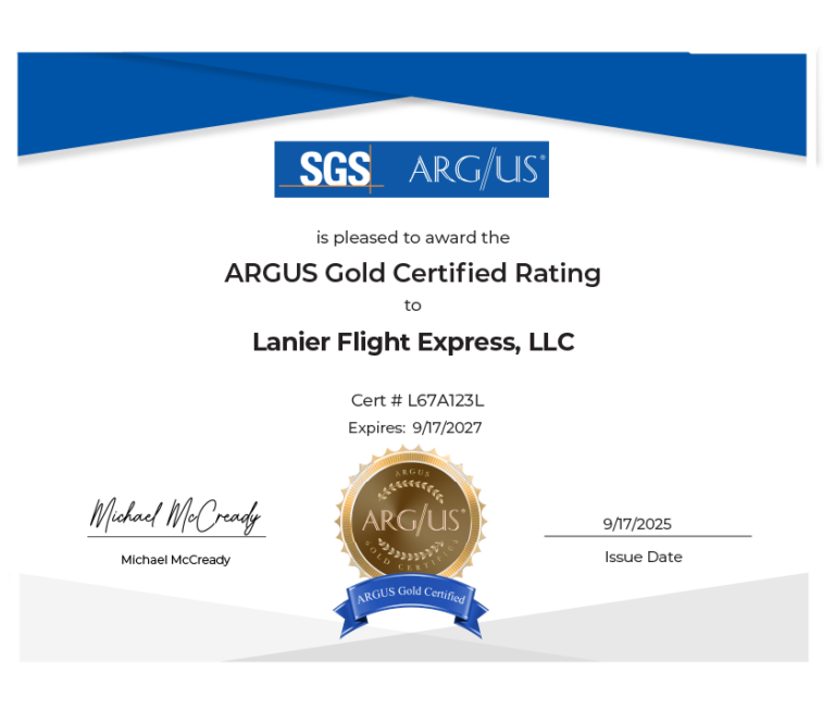 Lanier Flight Express Achieves Official Audit ARGUS Gold Certified ...